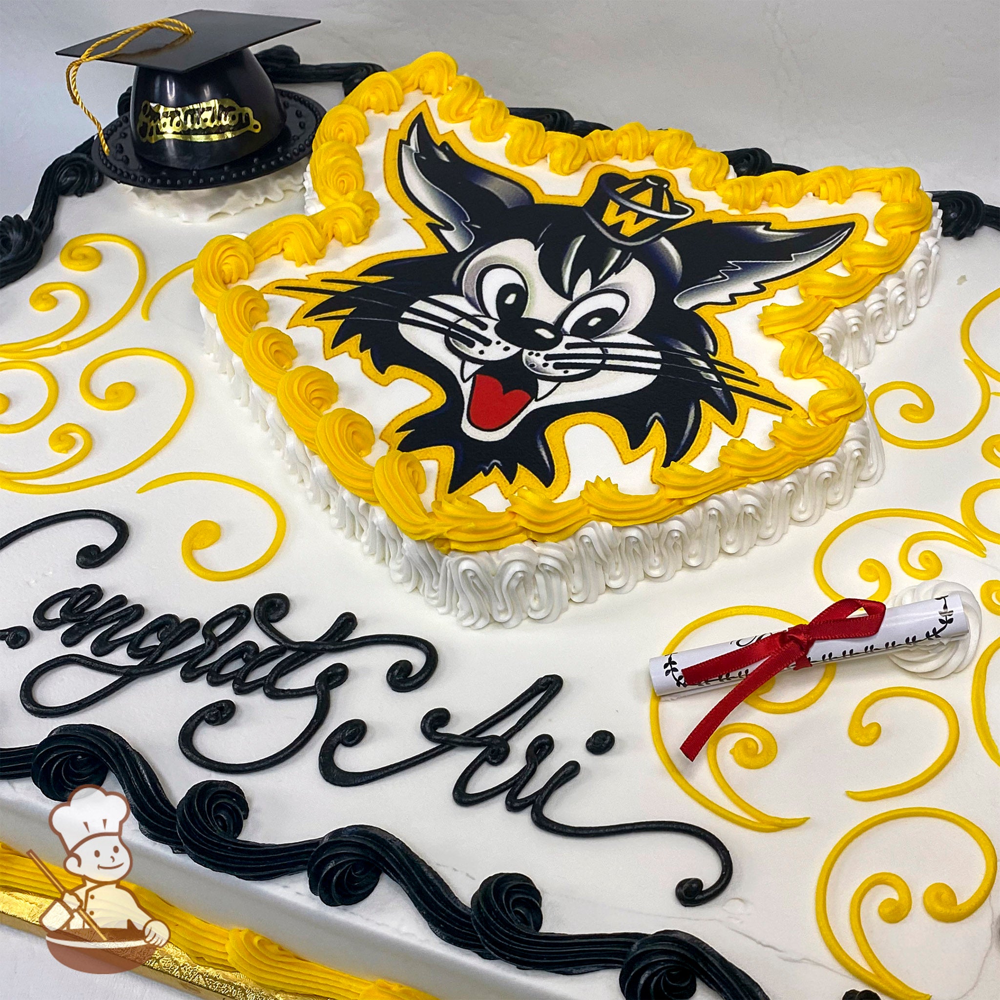 Willie the Wildcat Cutout with Graduation Cap Cake & Freedom Bakery ...