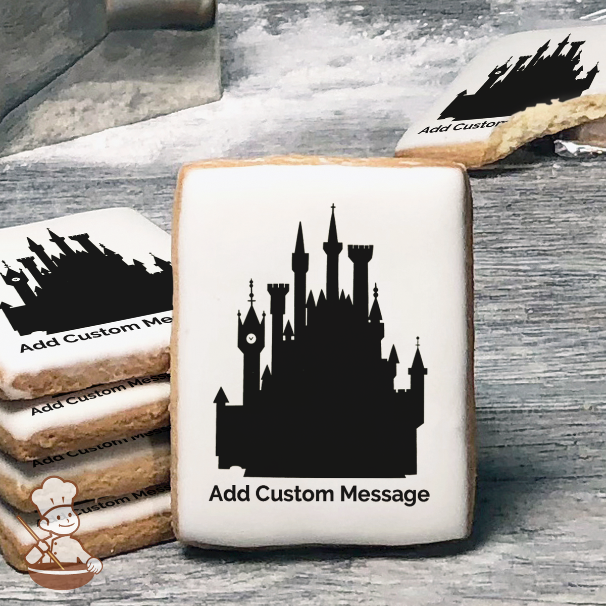 Disney Princess Castle Silhouette Custom Message Cookies | Freedom Bakery
