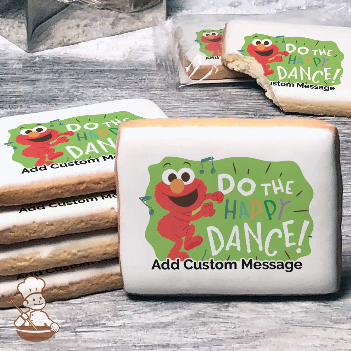 Sesame Street Elmo Happy Dance Custom Message Cookies | Freedom Bakery