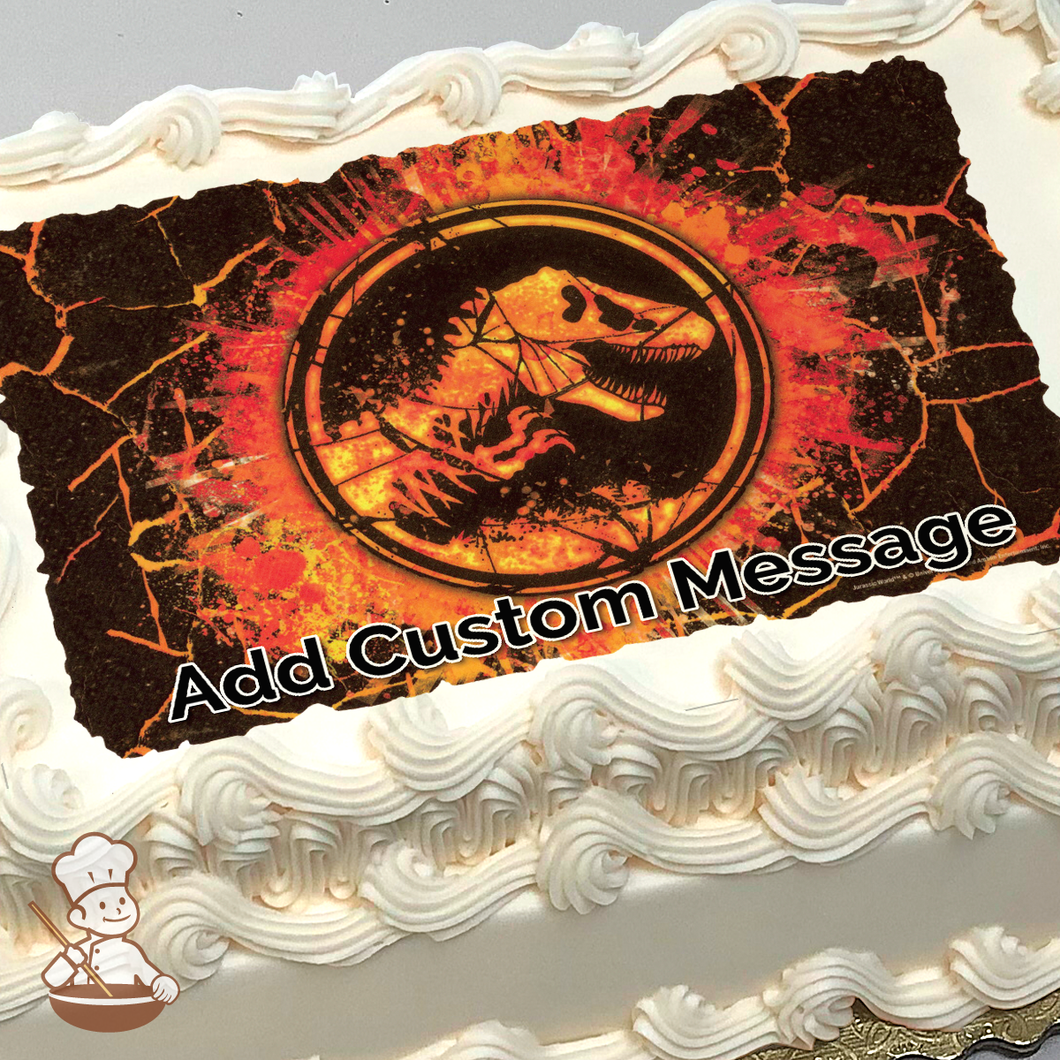 Jurassic World Fallen Kingdom Molten Photo Cake | Freedom Bakery