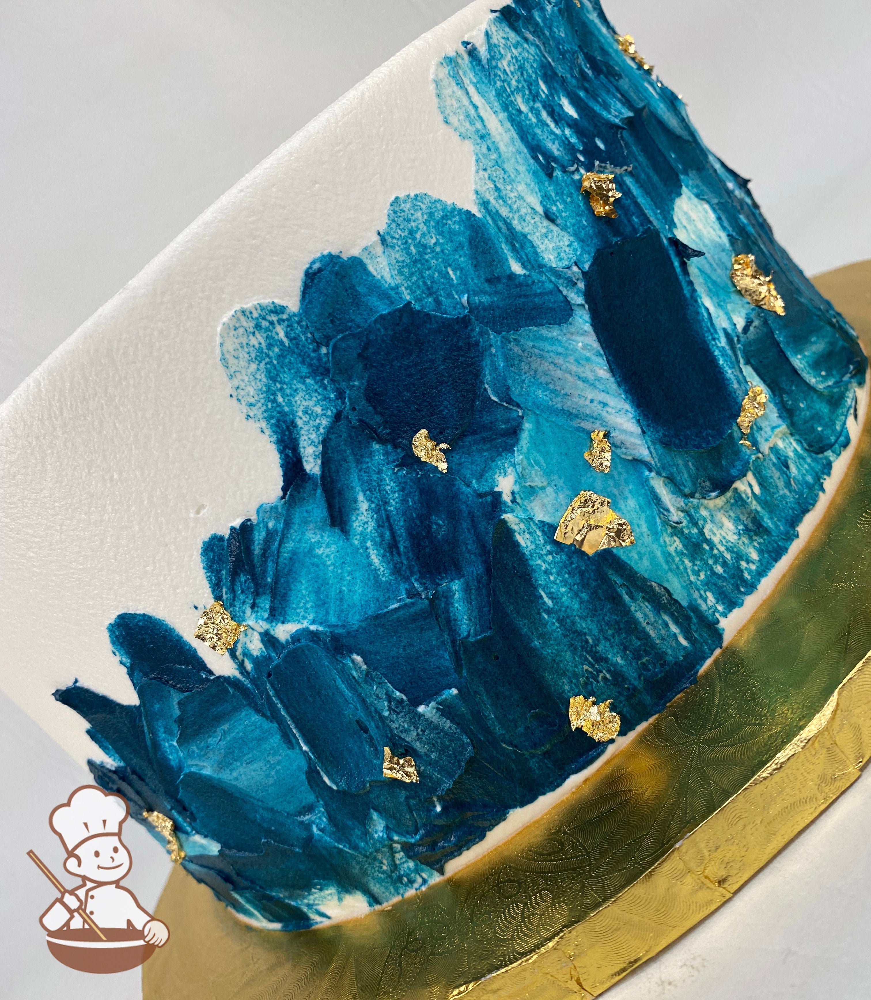 Blue, Gold Modern Art Cake - Texture | Freedom Bakery